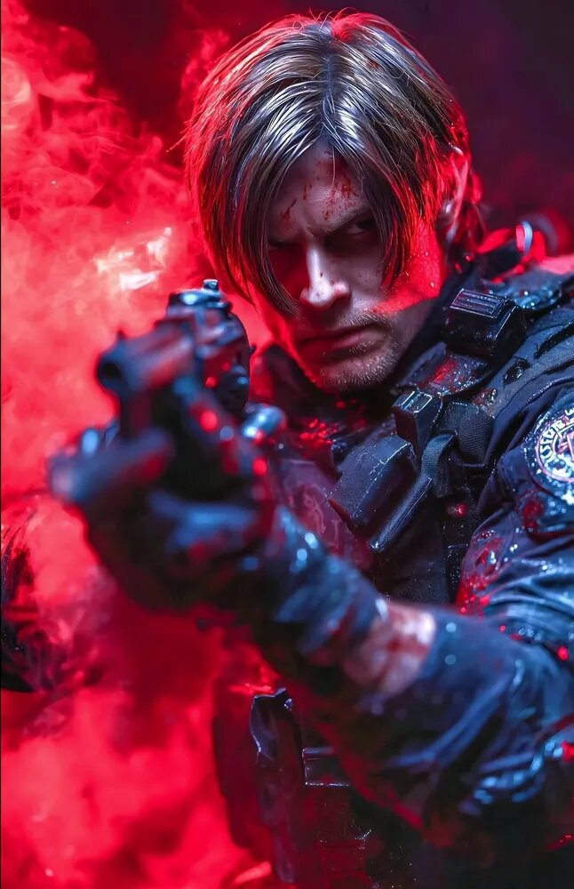 Алмазная Картина "Игра Resident Evil Леон Кеннеди" 5D Круглый Бриллиант 30х40 См