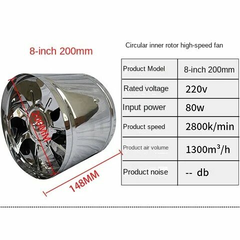 Вентилятор вытяжной ZARTSEN 6/8 дюймов 6inch 150-160mm