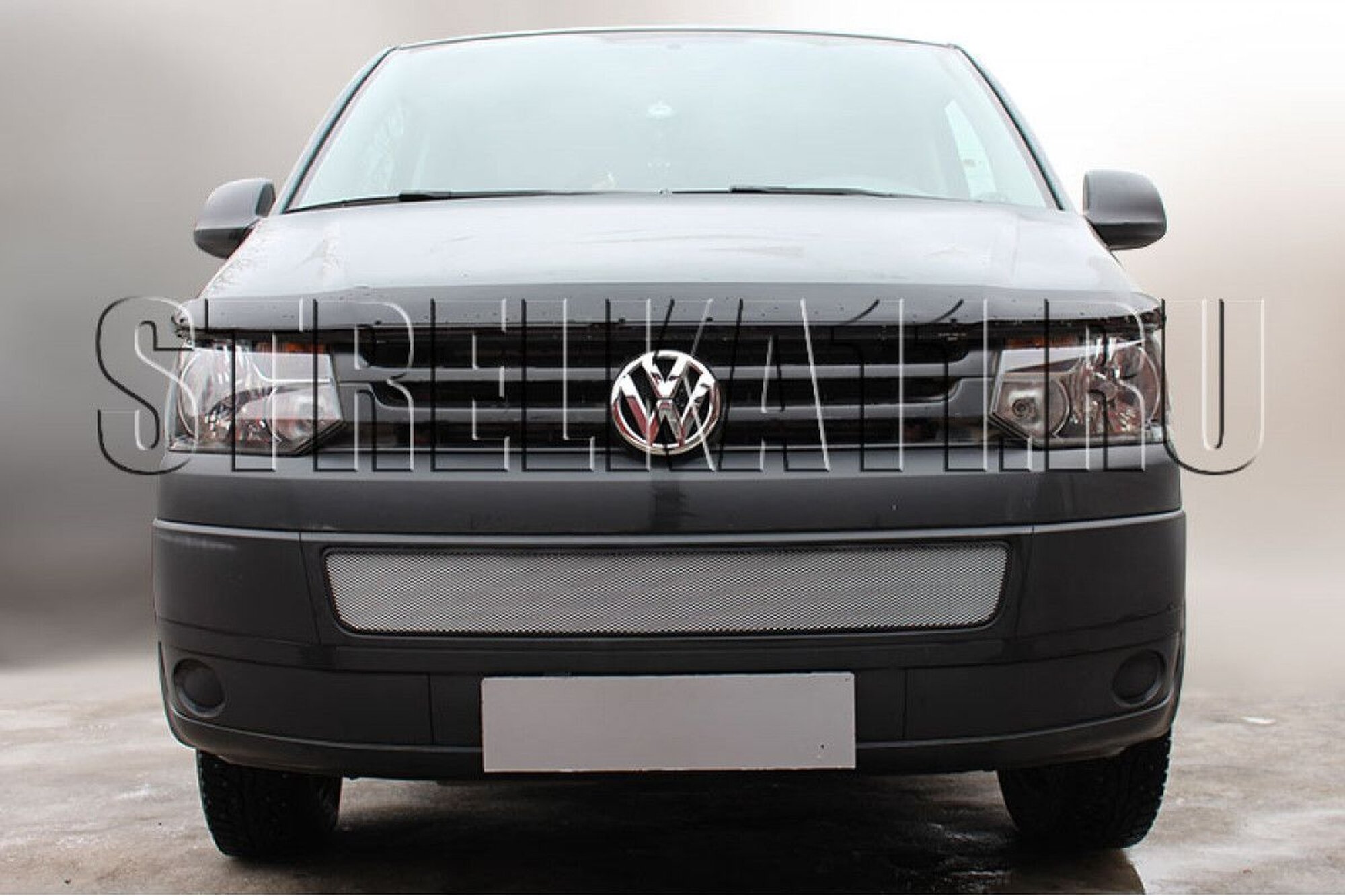Защитная сетка радиатора с окантовкой для VOLKSWAGEN T5 рестайлинг (Transporter, Multivan, Caravelle) 2009-, хром