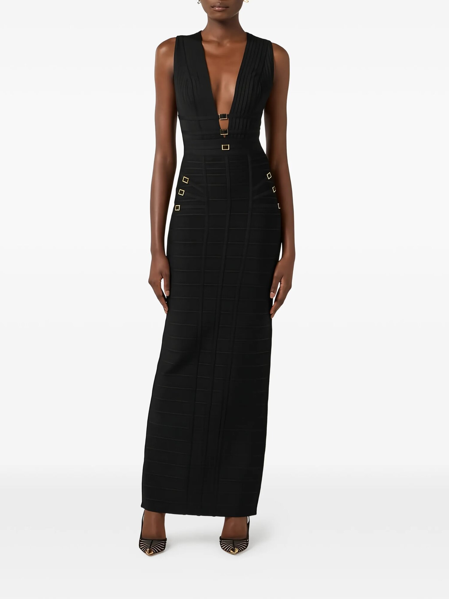 Платье Elisabetta Franchi Ribbing maxi dress, размер 42, black/black — фото 1