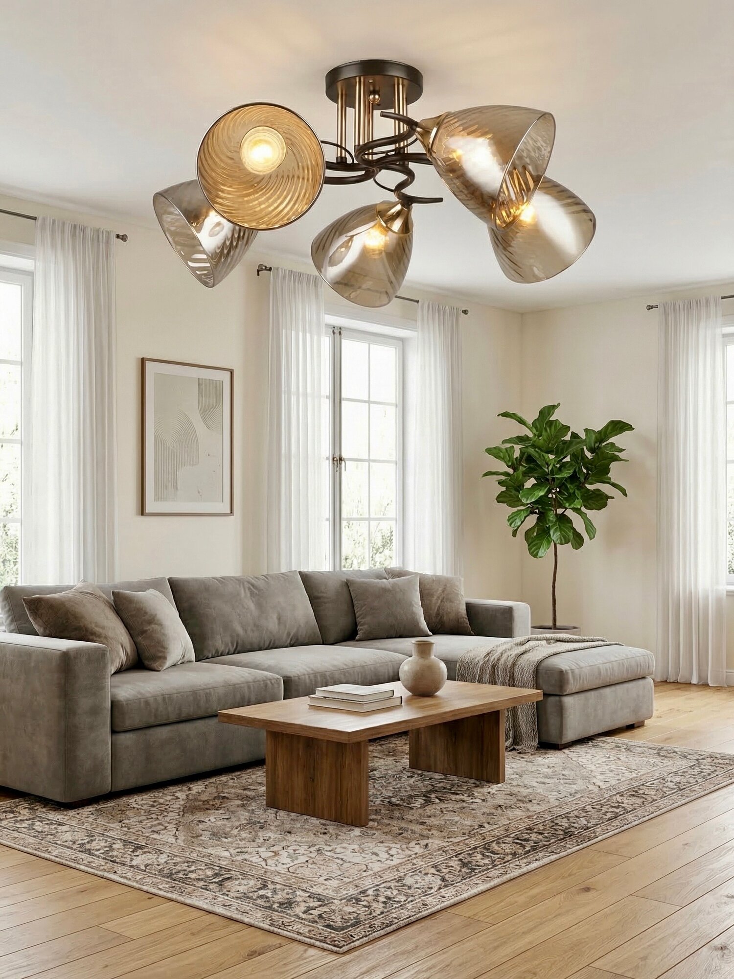 Люстра потолочная, с сменными лампочками, черная Сканди, Свет Столицы