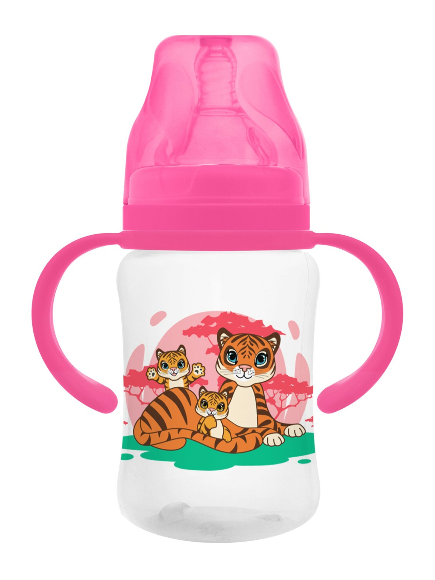 Бутылочка с соской и ручками для кормления Мамина радость, широкое горло, 150мл, в ассортименте