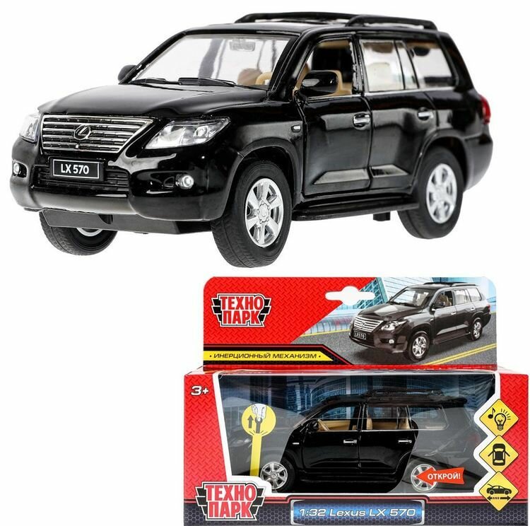 Машинка Guangdong модель инерционная 1:32 Lexus LX570 14,7 см, металл, свет, звук, открываются двери и багажник, от 3 лет, SB-68301
