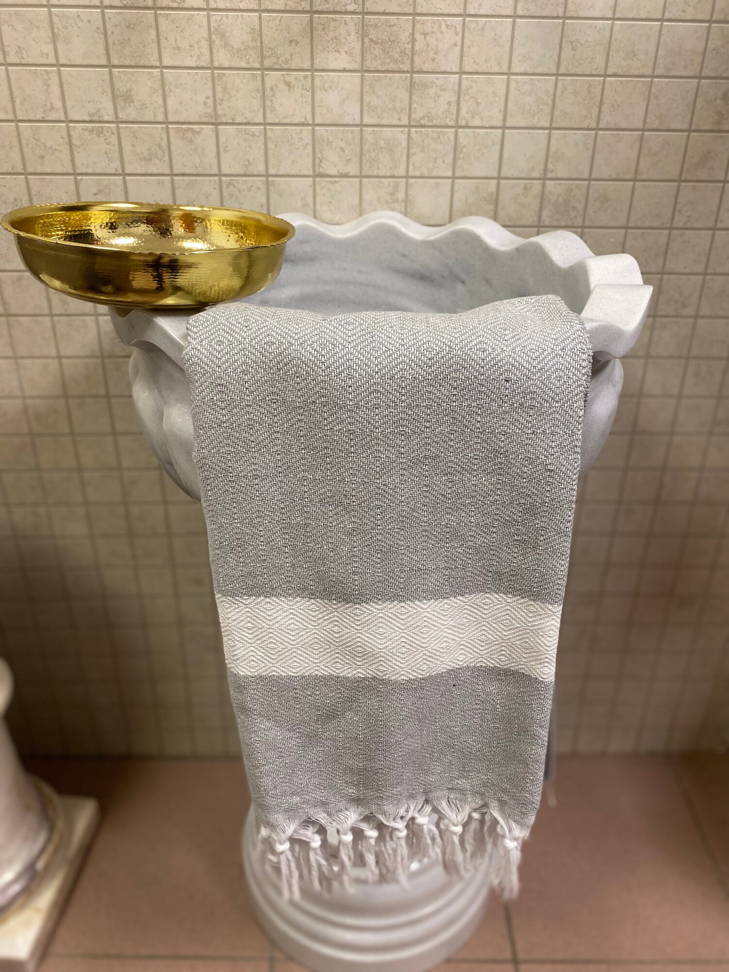 Пештемаль "Эльмаш", хлопок 100%, 170/190x100см, производство Турция, светло серая