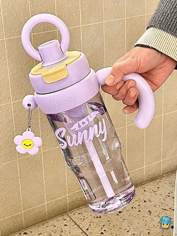 Бутылка cute с трубочкой для воды Sunny 1.2 л сиреневая пластиковая 1 шт