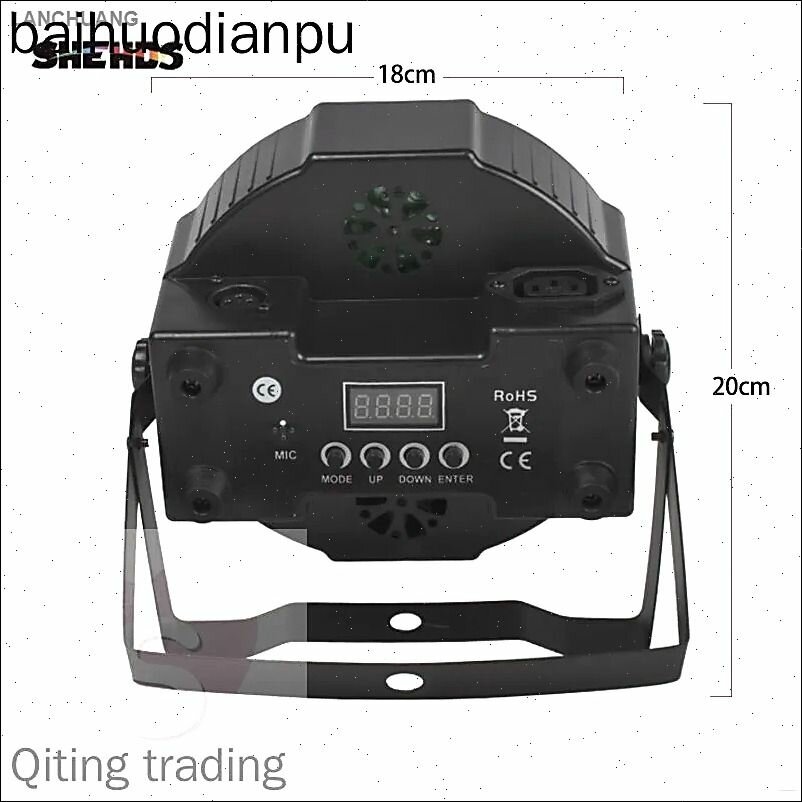 Светодиодный стробоскоп плоский 7x18 Вт RGBWA UV DMX512 6-10CH черный матовый
