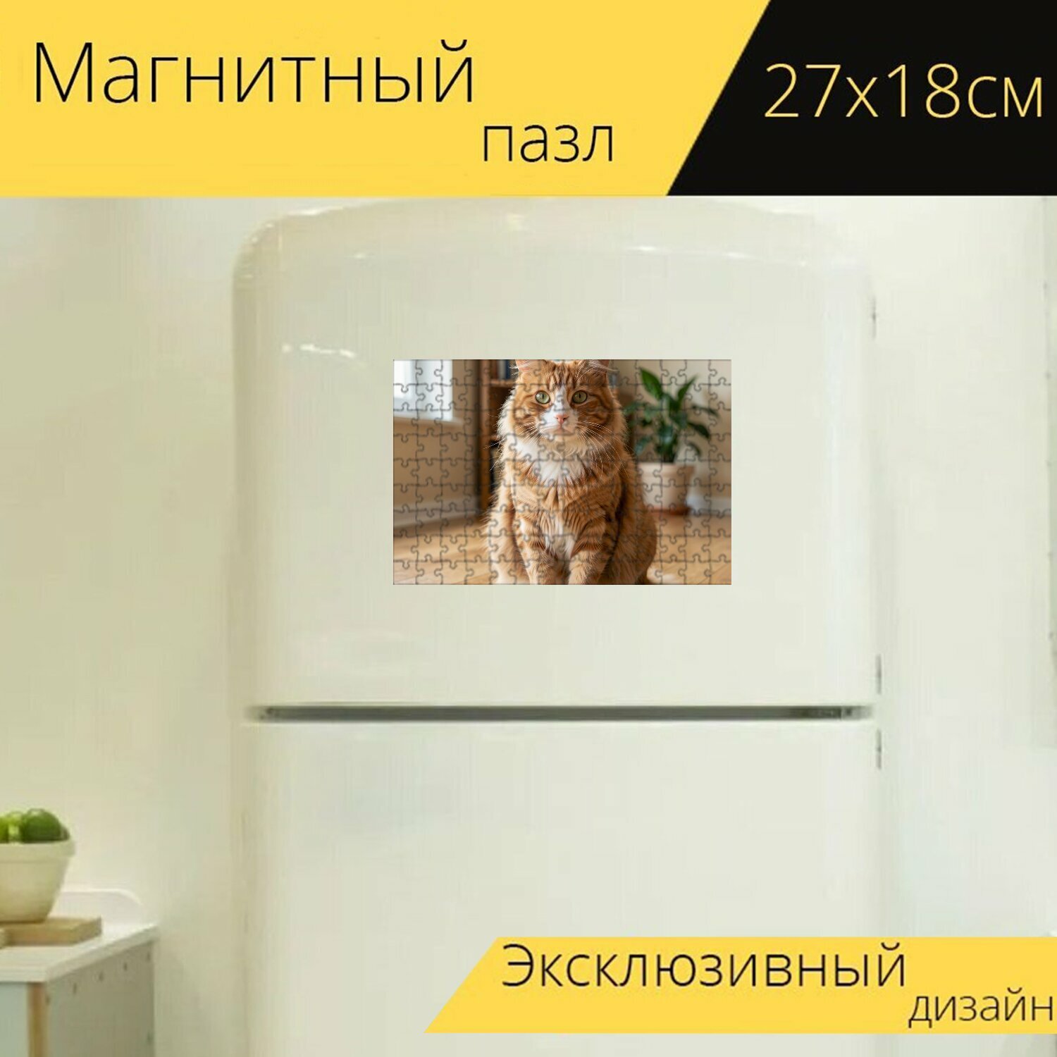 Магнитный пазл "Кот" на холодильник 27 x 18 см.