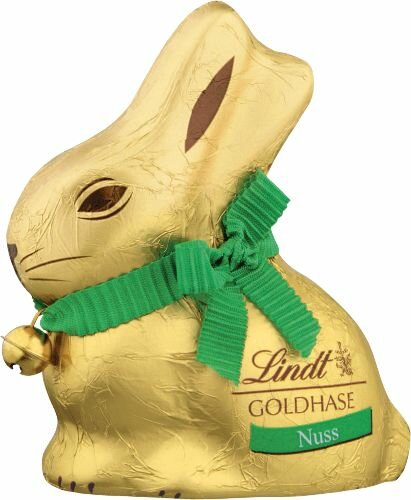 Шоколадная фигурка Lindt Gold Bunny Hazelnut Пасхальный Кролик, молочный шоколад с фундуком, 100 г (Финляндия)