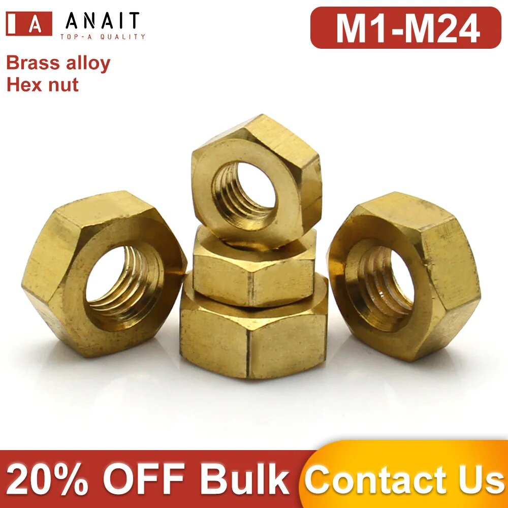 Латунные шестигранные гайки GUOHE М1-М24 золотые M1.6 (50Pcs)