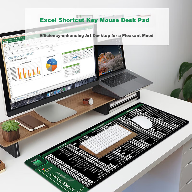 Профессиональный мышиный коврик EXCEL с клавишами-сокращениями, большой столешечный коврик для ноутбука и офиса,