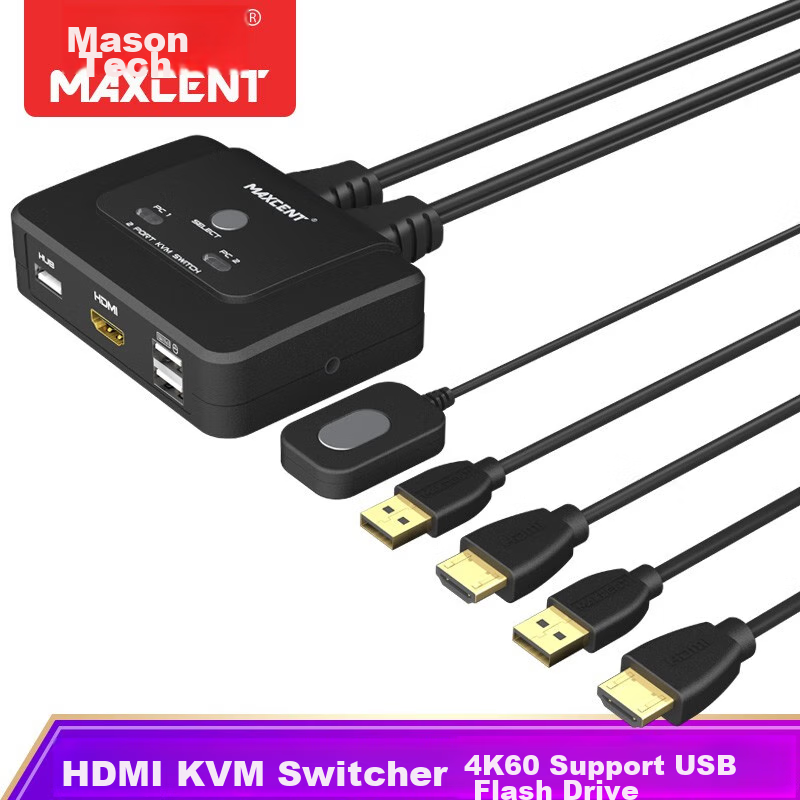 MAXCENT 2-портовый HDMI KVM переключатель USB мышь и клавиатура совместное использование поддержка принтера и