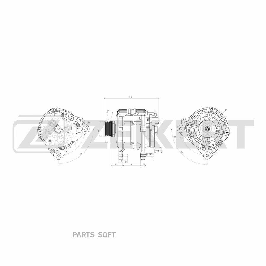 ZEKKERT GE-1049 Генератор VW Polo III-V 99- Caddy II 00- Skoda Octavia (1U2) 99- Rapid (NH1) 12- Seat Leon 00- ()