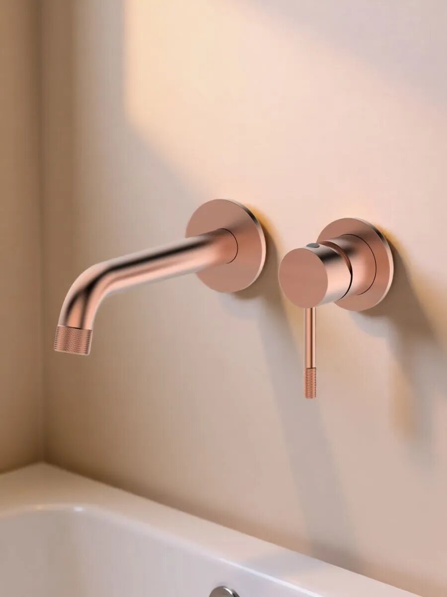 Встраиваемый смеситель для раковины, однорычажный Vieir с коротким литым изливом, латунь V403513-R розовое золото