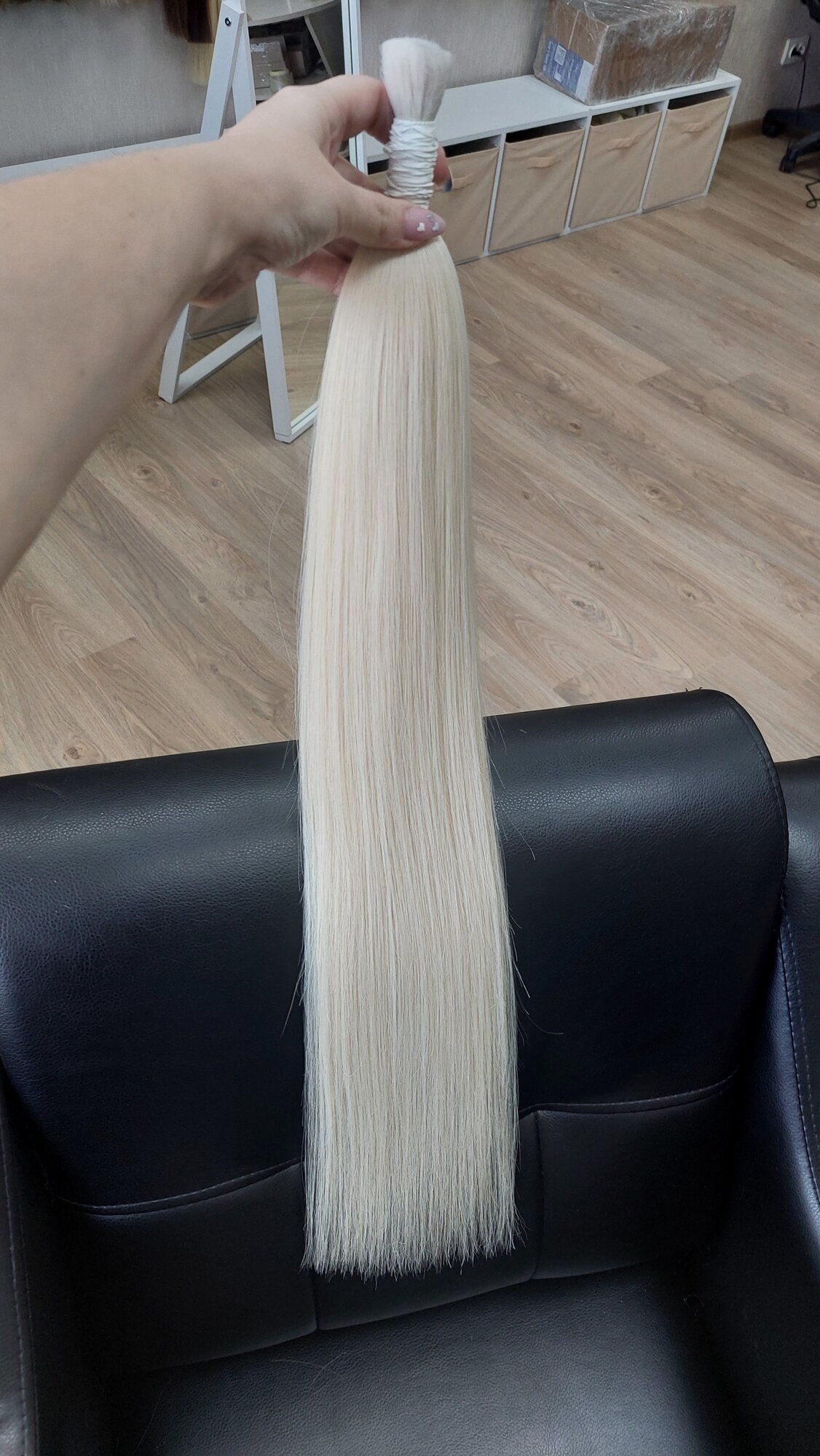 Натуральные волосы для наращивания 70см 100г блонд без желтизны, люкс