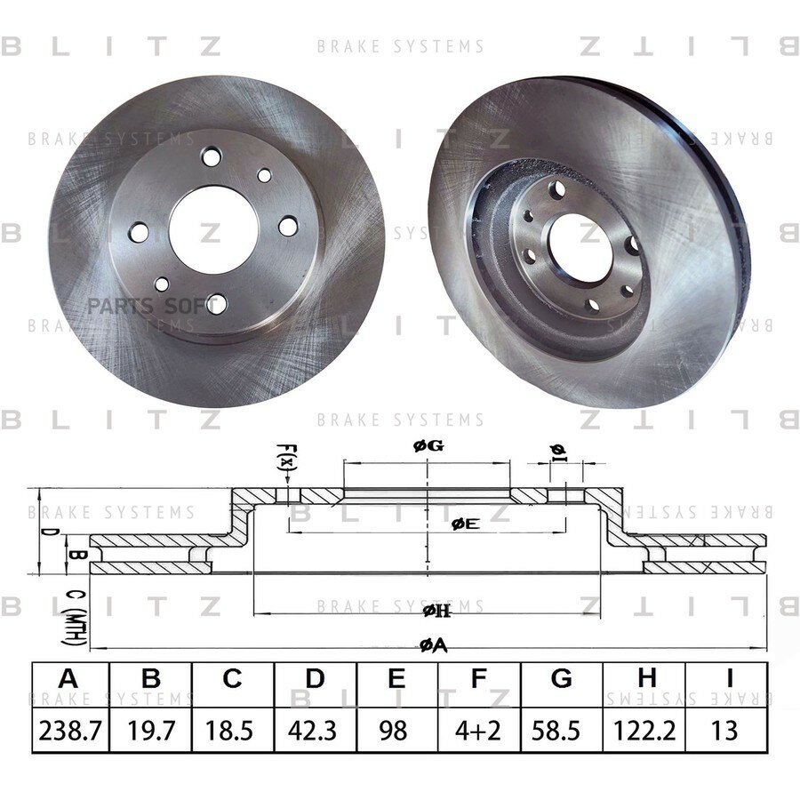 BLITZ BS0617 Диск тормозной передний вентилируемый LADA 110/111/112/2110/2111/2112/KALINA/PRIORA /GRANTA 95-