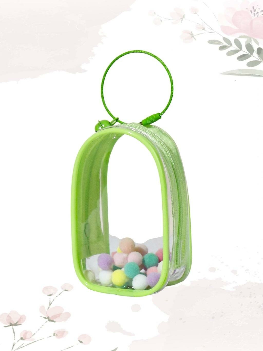 Прозрачный ПВХ-мешок для хранения детских вещей, Зеленый - Квадратный Круглый