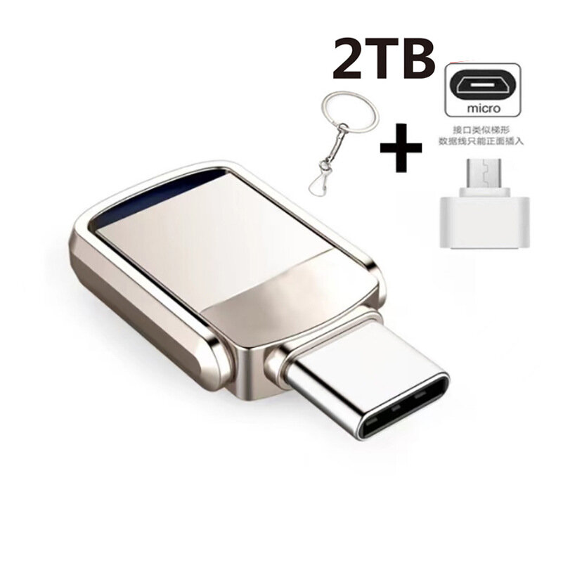 Миниатюрная USB-флешка для мобильного телефона, 128 ГБ, металлическая, с поворотным механизмом, с разъемом Type-C, двойного назначения для компьютера и автомобиля, высокоскоростная для воспроизведения музыки, USB-накопитель на 1 ТБ.