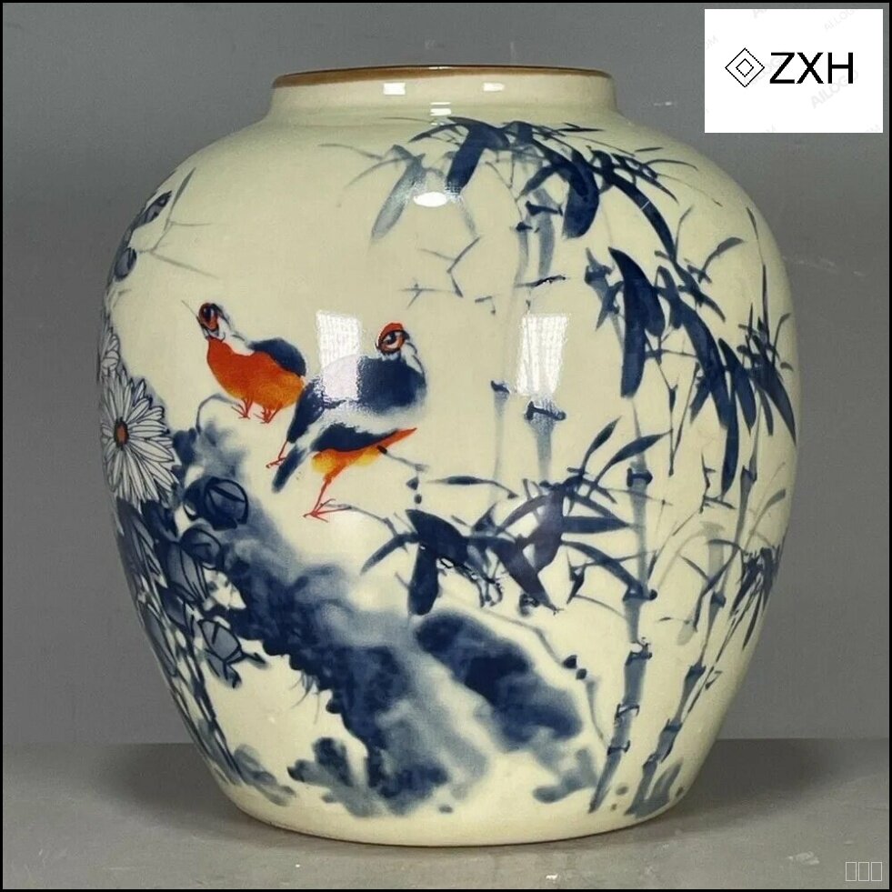 Винтажная ваза "Jingdezhen Pink Crane", керамика, напольная, 15х13 см