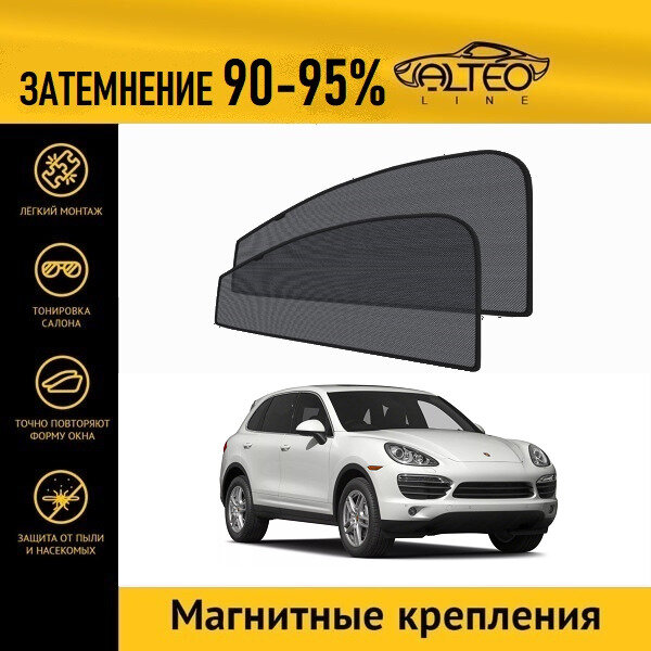 Каркасные автошторки ALTEO PREMIUM на Porsche Cayenne 2 (2010-2014) на передние двери на магнитах