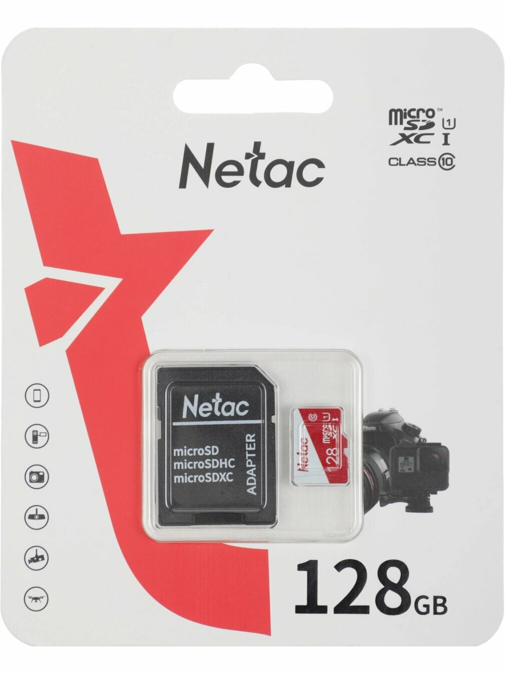 Карта памяти microSDXC UHS-I U1 NETAC P500 Eco 128 ГБ, 80 МБ/с, Class 10, NT02P500ECO-128G-R, 1 шт, с адаптером