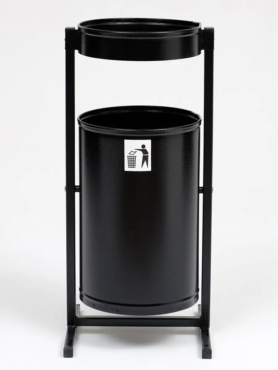 Урна для мусора «Меркурий», уличная, с пепельницей, 21 л, 32×70×28.5 см, чёрная