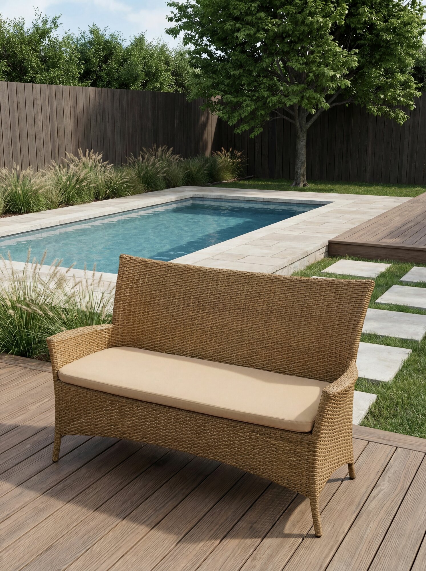 Диван из ротанга, Американский орех, для дома, дачи, террасы и кафе, садовая плетёная мебель, 144×67×90 см