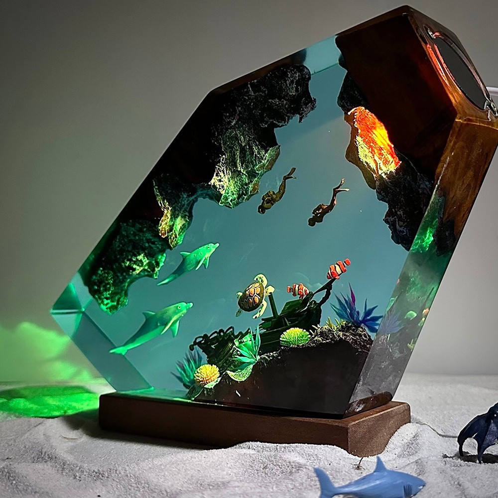 Resin Art Home Decor Table Lamp Colored Light Night Light 6*4 inch
