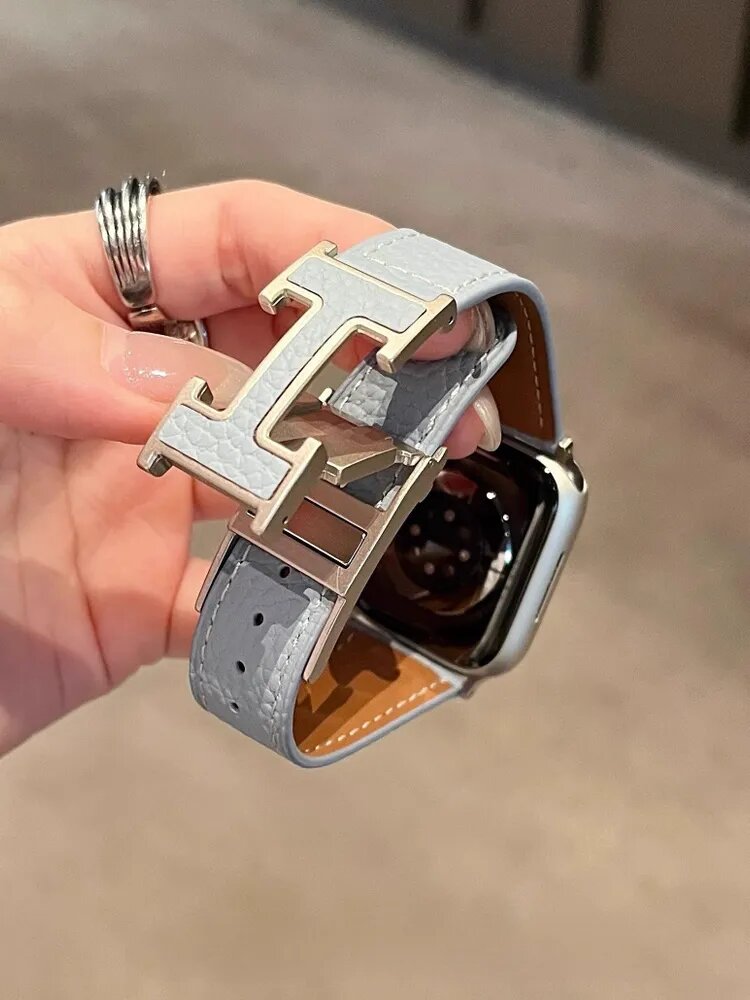 Кожаный ремешок для Apple Watch 10-11 42мм/ Series 1-9 & SE 38мм, 40мм, 41мм/ SE 3 40мм, Hermes