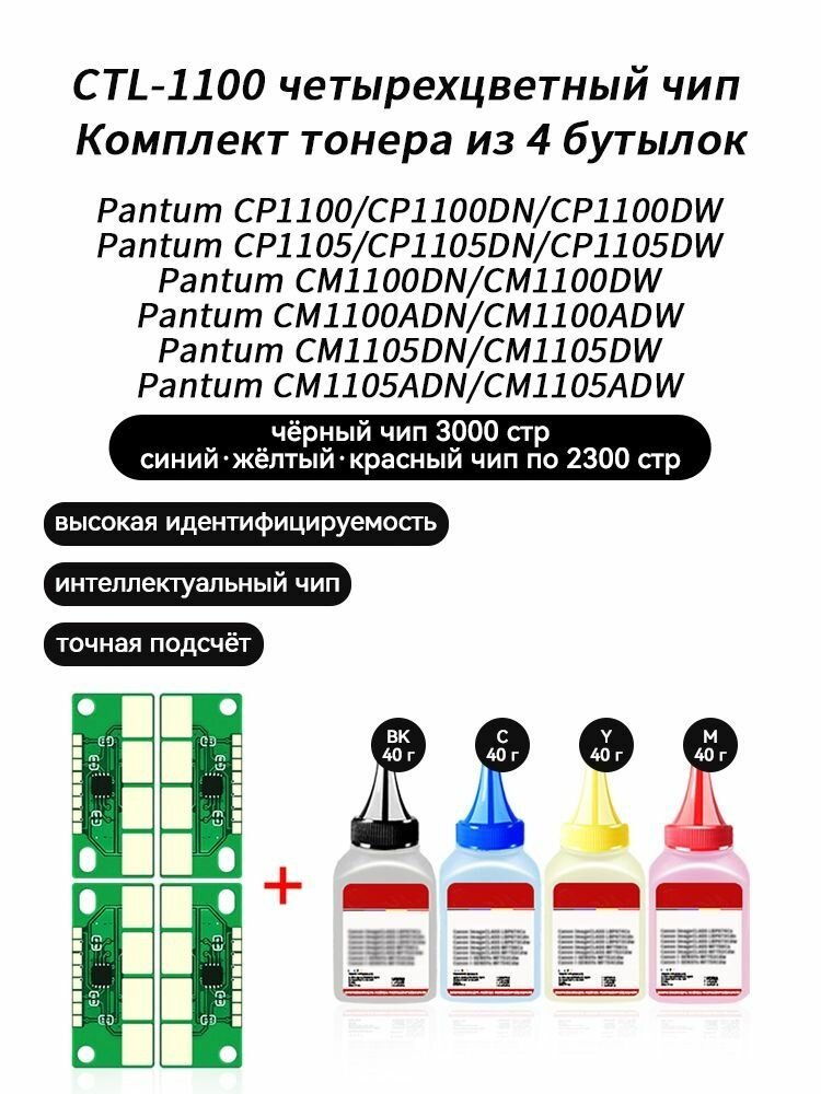40гр + чип CTL-1100H для Pantum CP1100DW CM1100DN CP1105DN CM1105DW