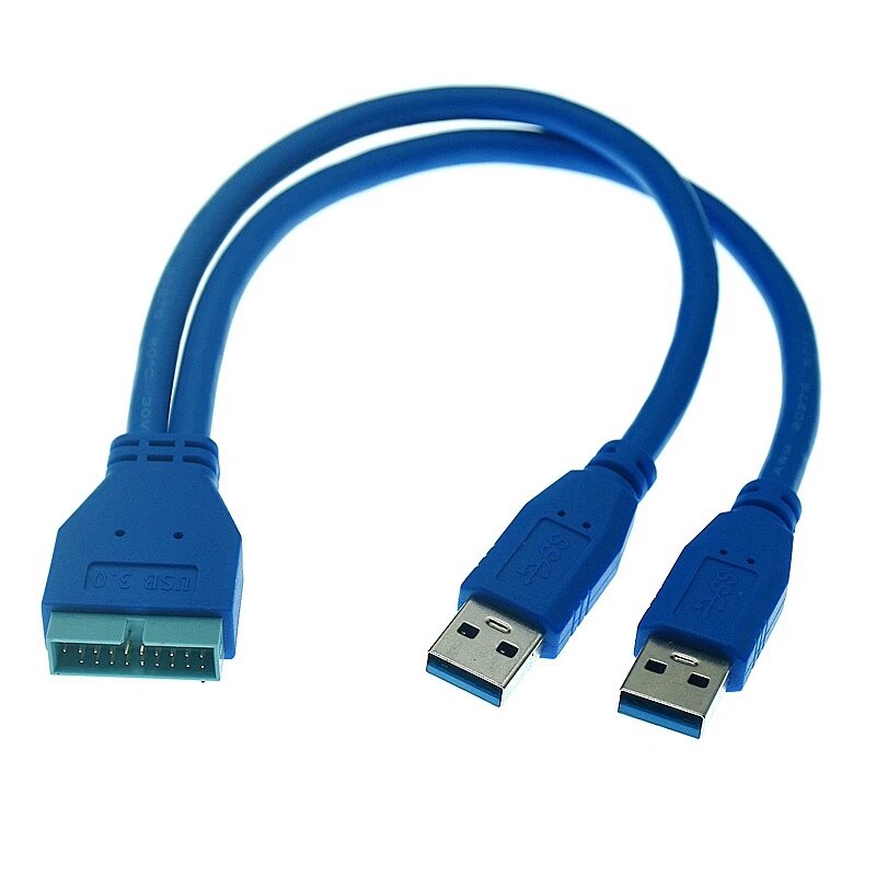 USB 3.0 Y-кабель 25см, 2 порта, 20p Male-2xUSB Male