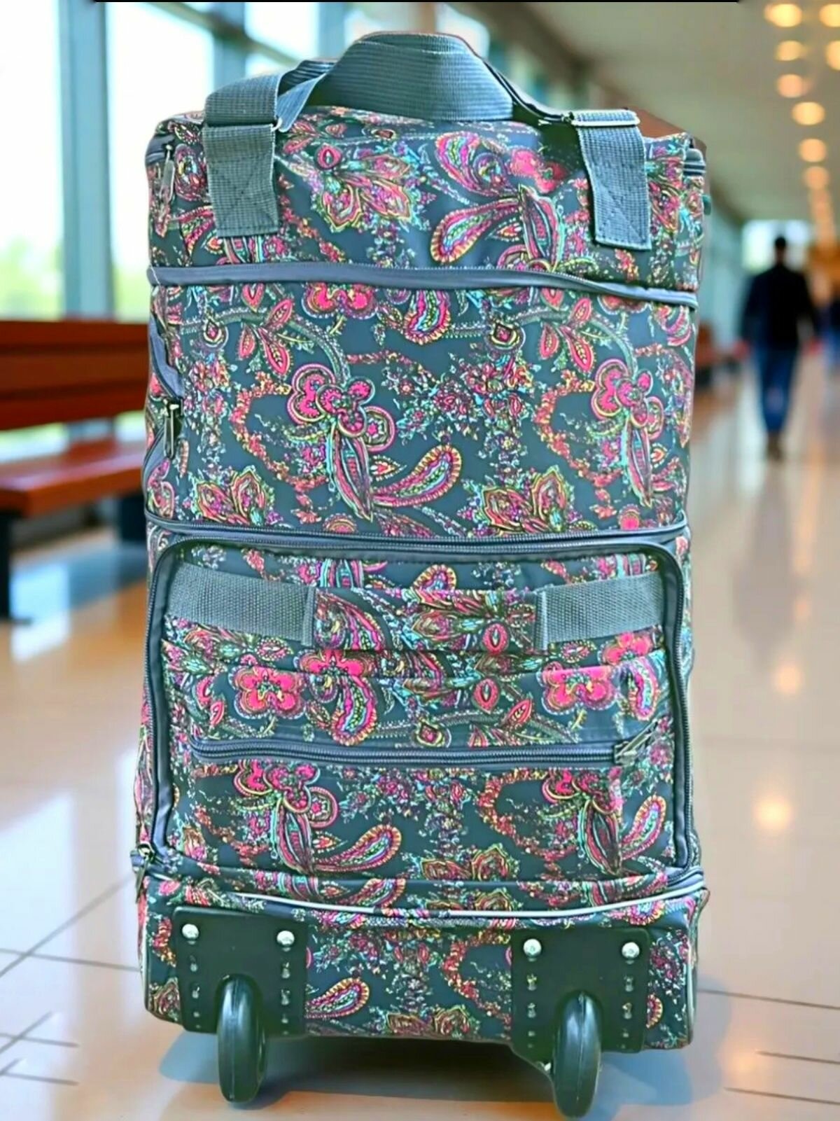 Сумка-тележка складная. Хозяйственная сумка на колесиках с рисунком "Завиток".