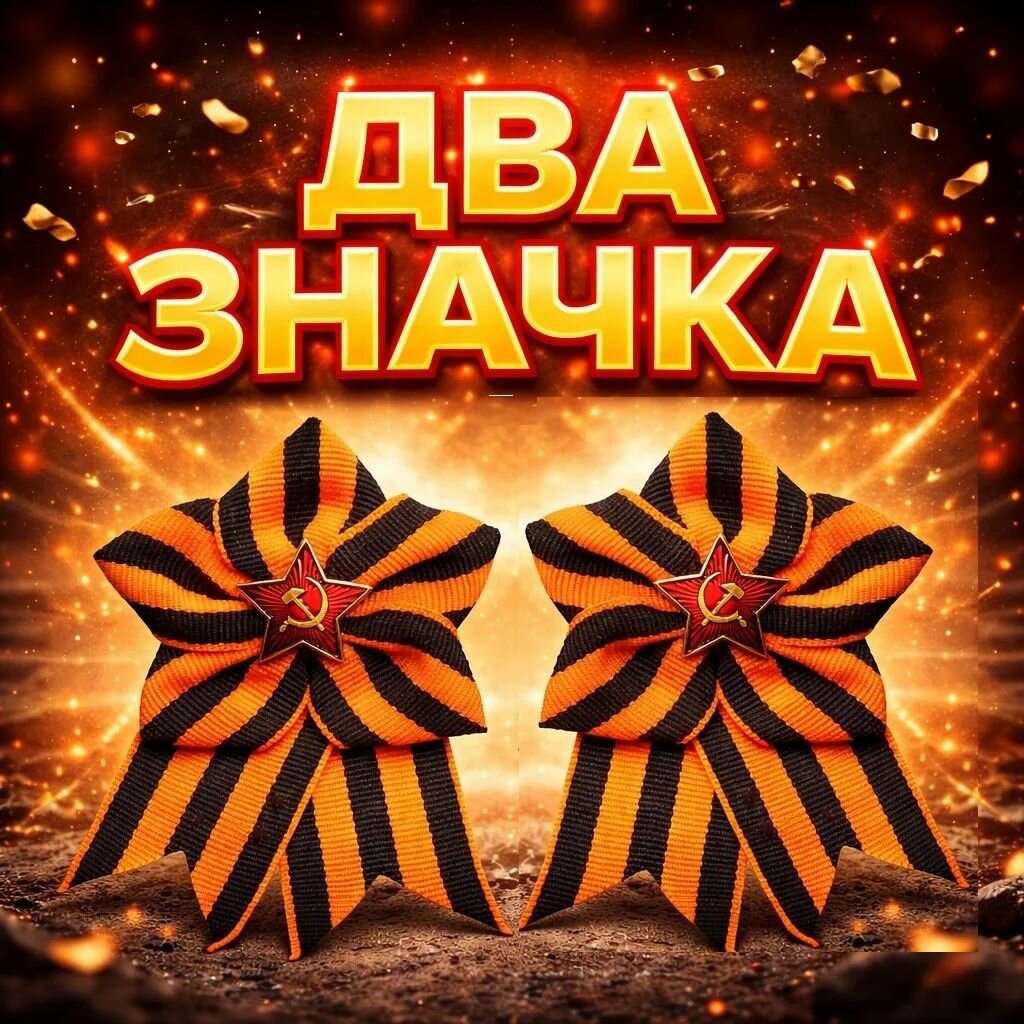 ДВЕ Броши Георгиевская лента со звездой