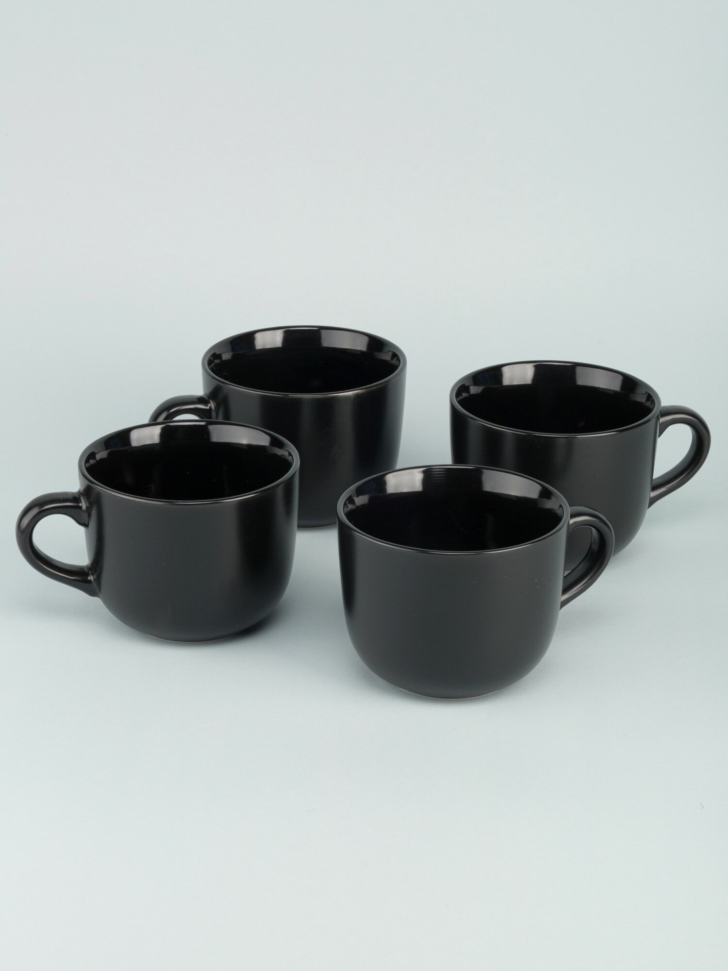 Бульонница-кружка керамическая с ручкой 700 мл черная набор 4 шт