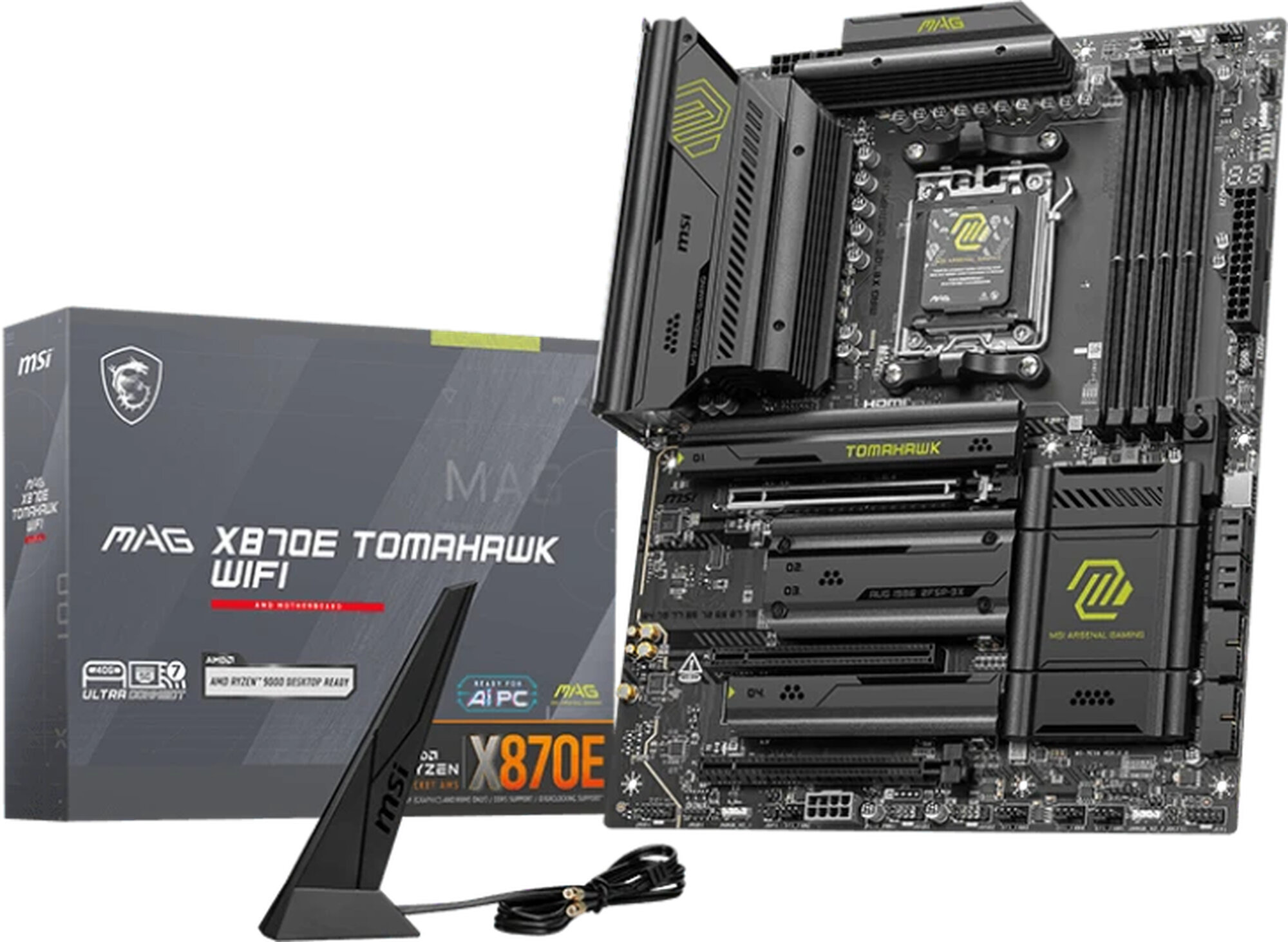 Материнская плата MSI MAG X870E TOMAHAWK WIFI (AM5/AMD X870E/4xDDR5/3xPCI-Ex16/PCI-Ex1/M.2/SB/Wi-Fi/BT/GLAN/HDMI/DP/ATX)