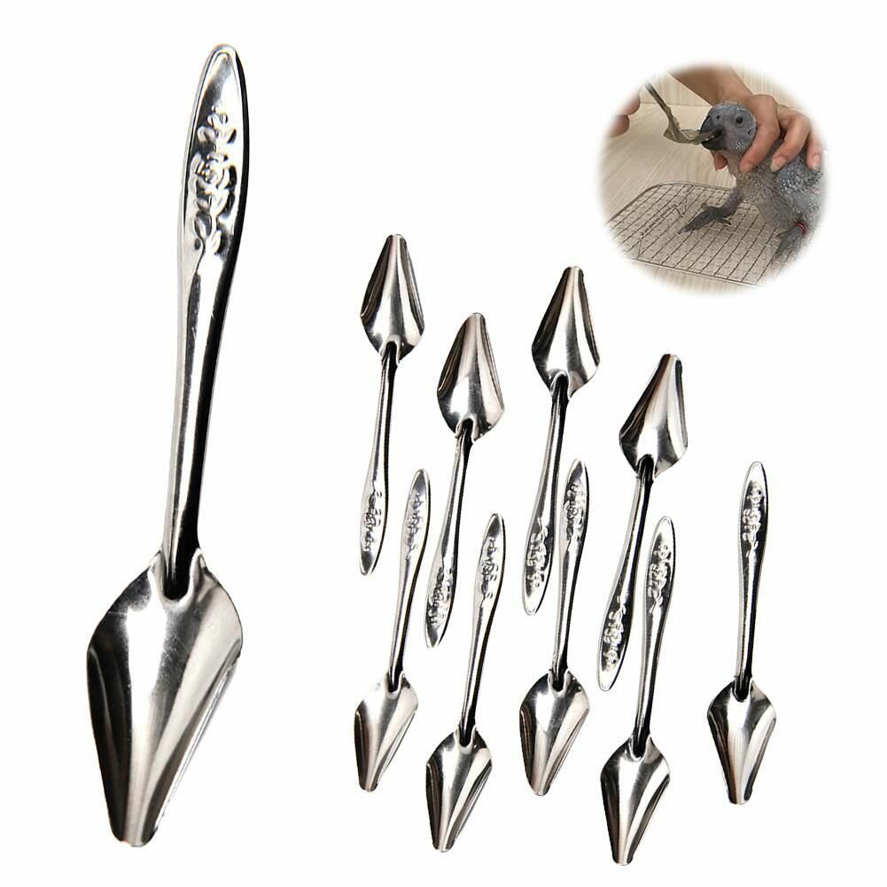 Ложки-кормушки для птиц из нержавеющей стали, совки для кормления попугаев