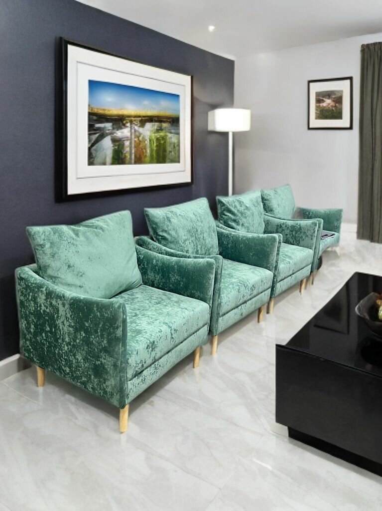 Кресло Ницца, Базовые ткани, Velutto Soft цвет Зеленый Мох, 6 кг