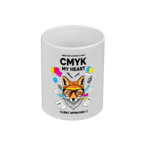 Кружка «Лиса-дизайнер в очках, стрелки-мысли, креатив» (белый)