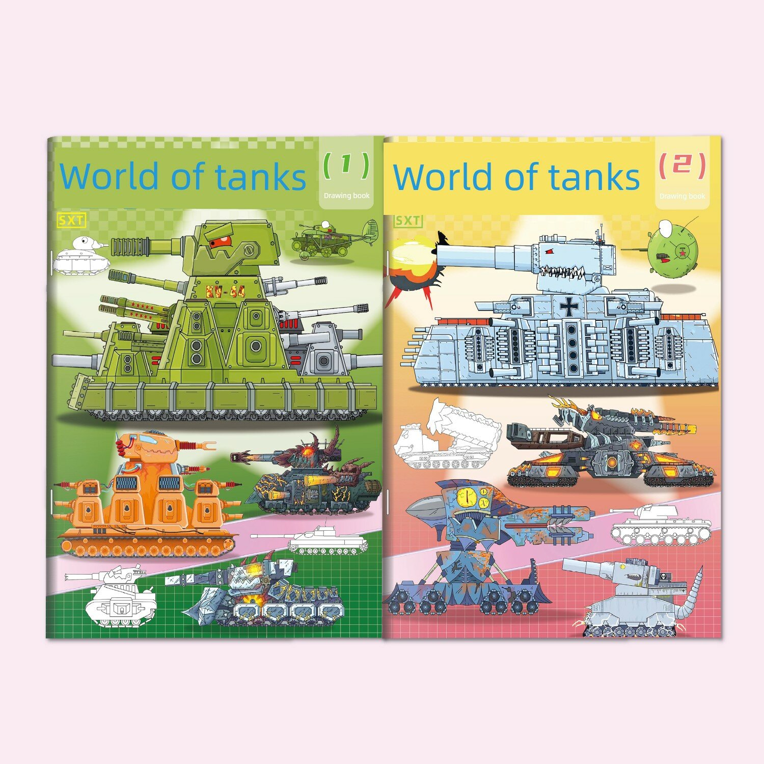 Набор томов World of Tanks: 2 книги (1+2) для линейного рисования