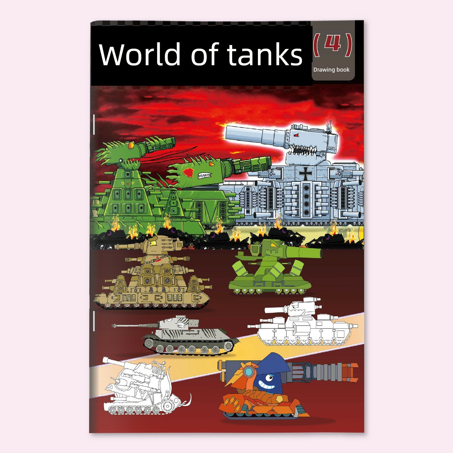 Раскраска World of Tanks том 4: Линейный рисунок для детей