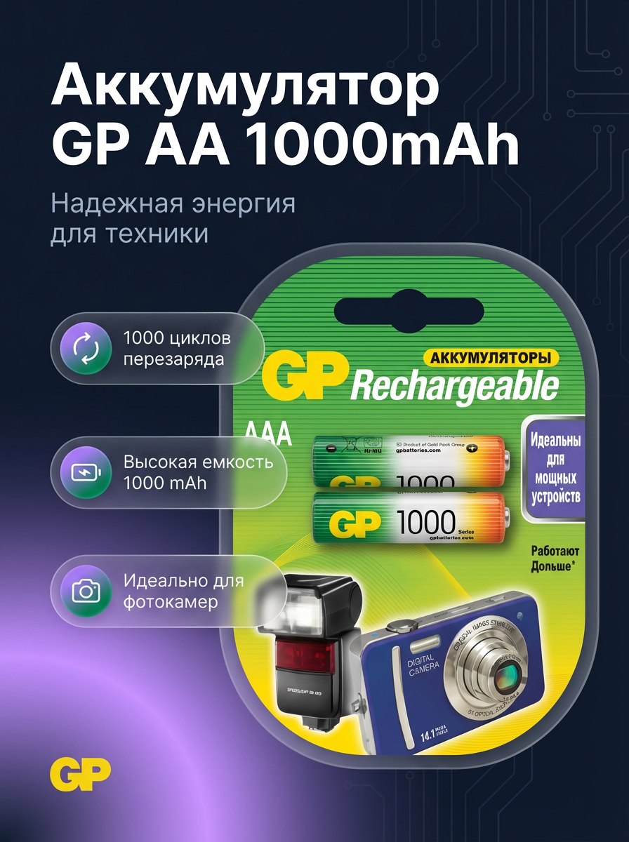 Аккумулятор GP 100AAHC-1000mAh R06