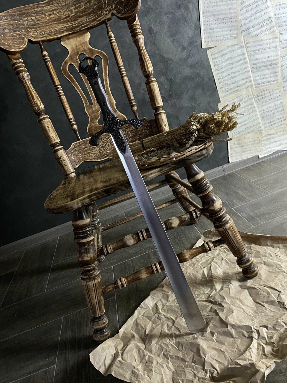 Ложка для обуви металлическая длинная Меч Золото обувной, рожок для обуви