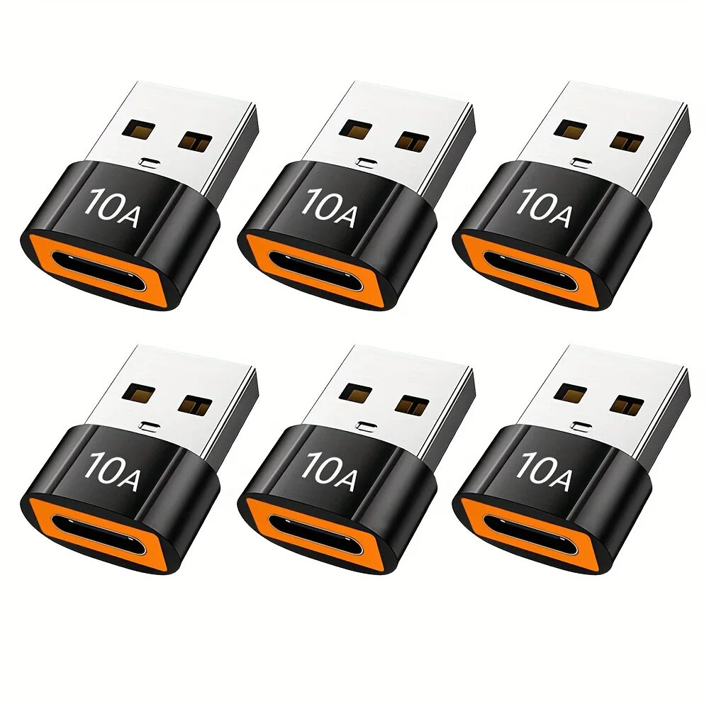 6шт. USB 3.0 - Type-C адаптер 10A черный