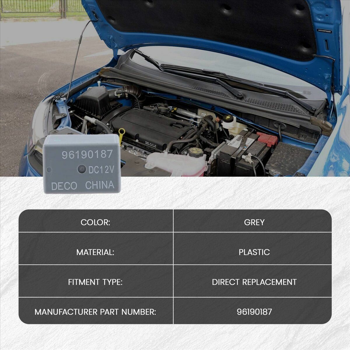 Автомобильное реле 96190187 для Chevrolet Optra и Aveo, серое пластиковое, прямая замена