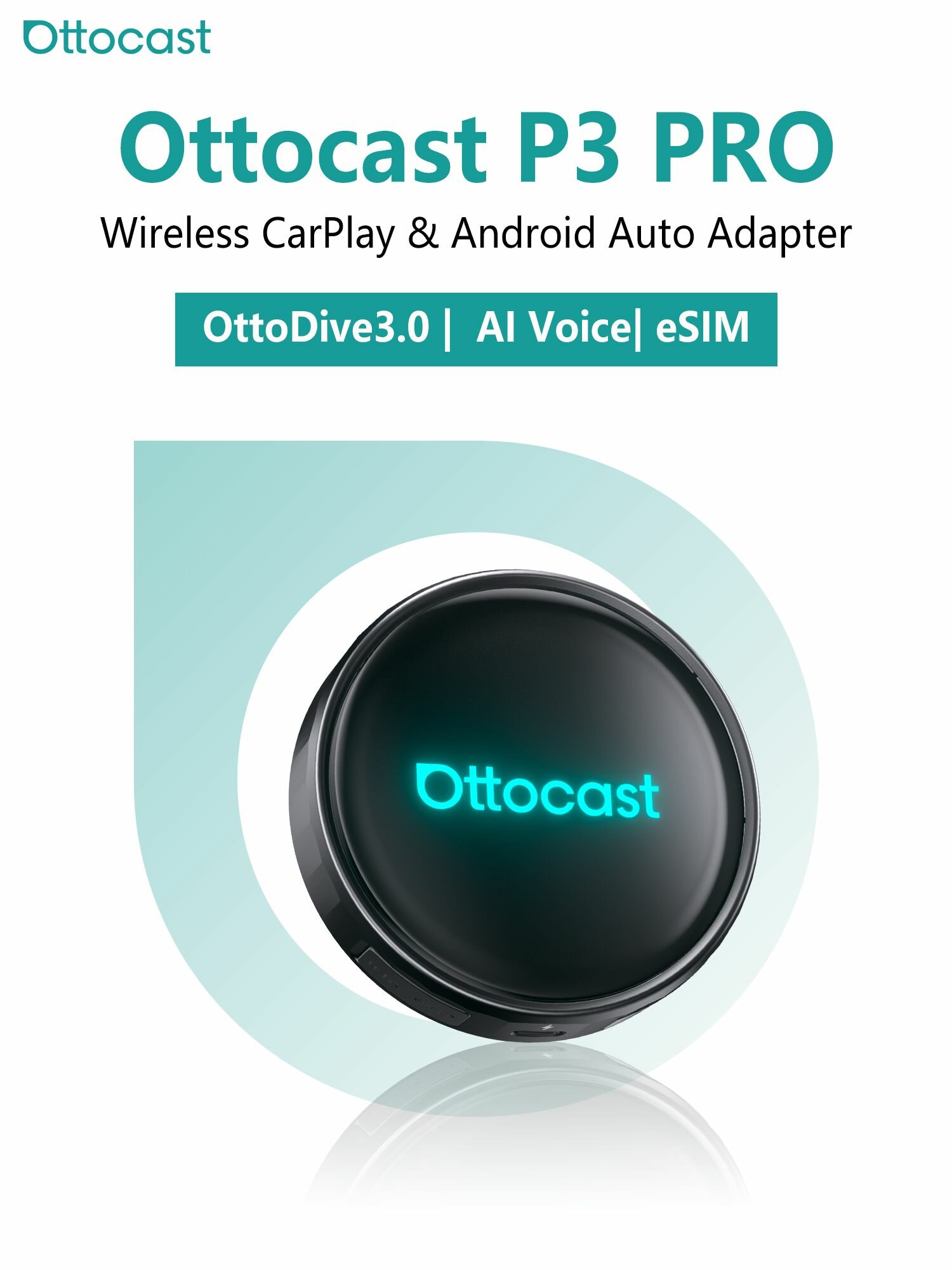 OTTOCAST P3 PRO SM6225 AI-box — Wireless CarPlay и Android Auto, голосовое ИИ‑управление, для авто с проводным CarPlay/AA