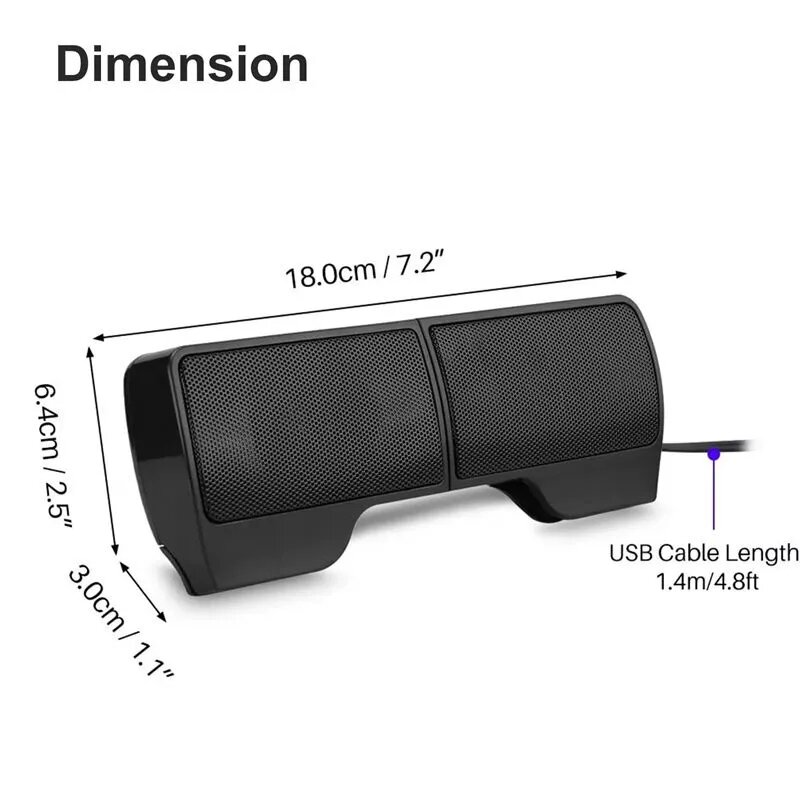 Компьютерный динамик USB стерео колонки для компьютера с 3.5 мм аудио разъемом — фото 1