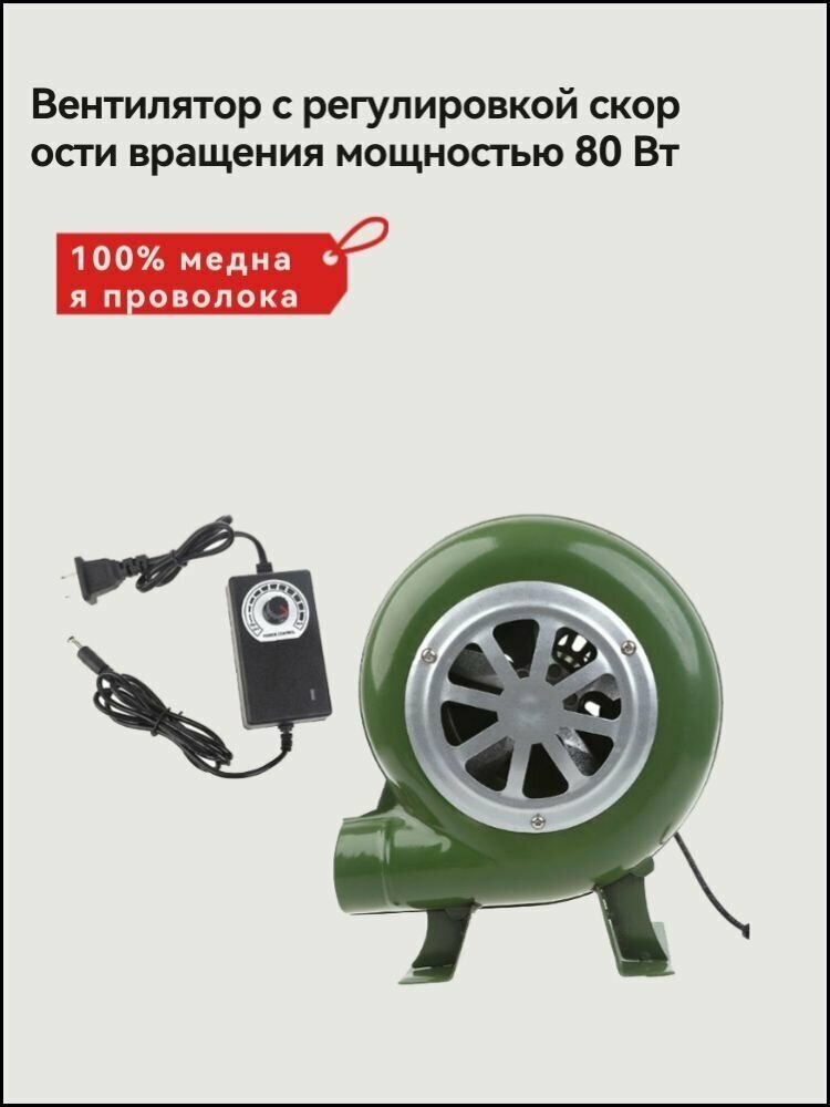 80 Вт энергосберегающий угольный котельный вентилятор, устойчивый к высоким температурам, высокоэффективная подача воздуха, подходит для отопления жилых помещений/теплиц