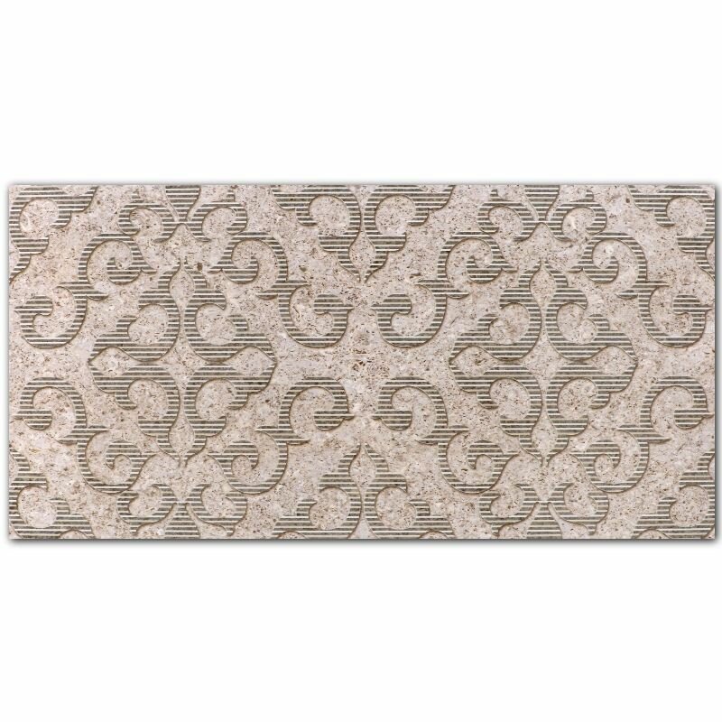 Керамическая плитка настенная Тянь-Шань Алькон под камень глянцевая Декор Узор, 60 х 30 см, 8 шт./1,44 м2 (цена за упаковку)