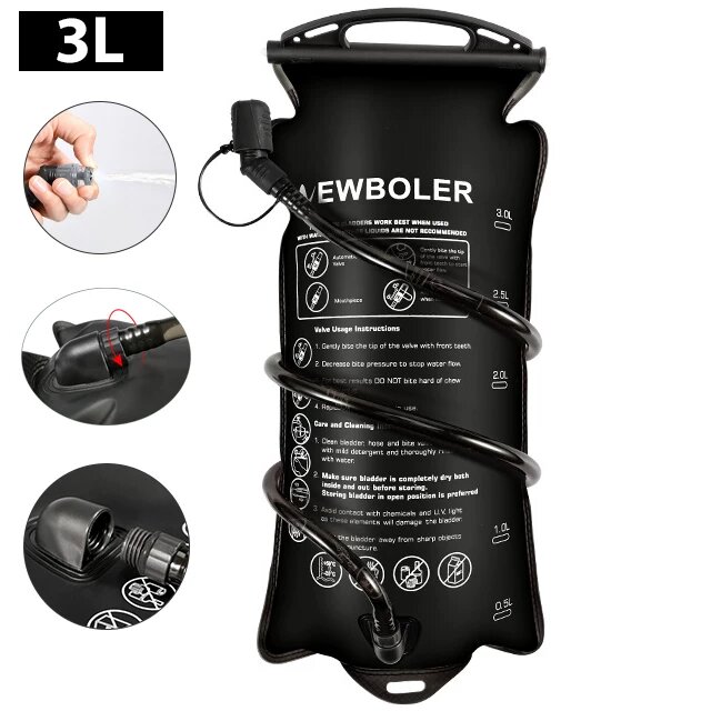 NEWBOLER 3L Вращающийся быстросъемный водный мешок для бега, походов, трекинга, черный - портативный гидратационный