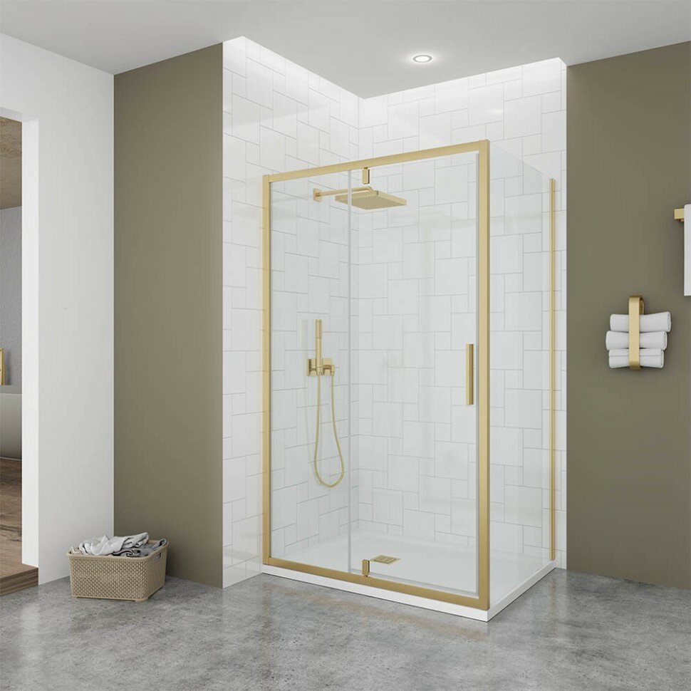 Боковая панель Veconi Ottimo SP G, 700х1900 золото брашинг, стекло прозрачное