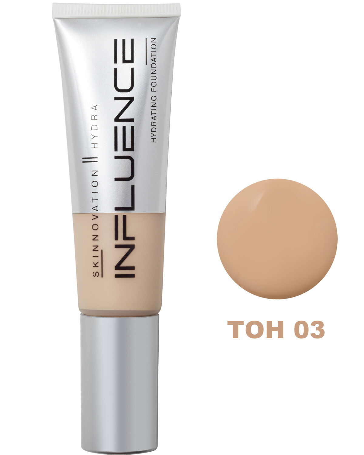 Увлажняющая тональная основа Тон 03 Бежевый натуральный Influence Beauty Skinnovation Hydra Foundation с пантенолог